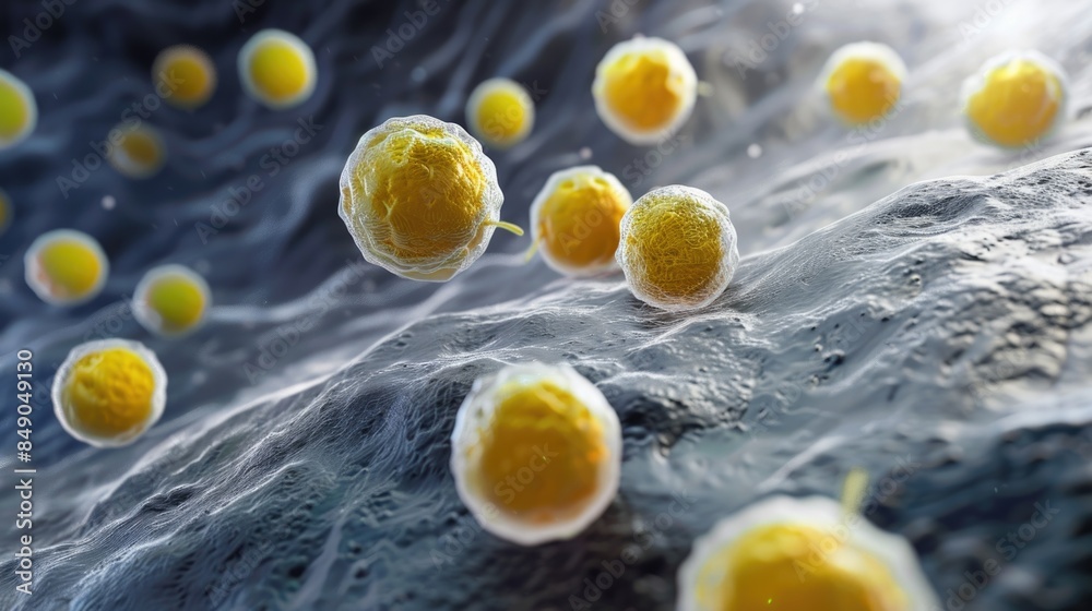 Foto de Streptococcus pyogenes bacteria. 3D computer illustration of ...