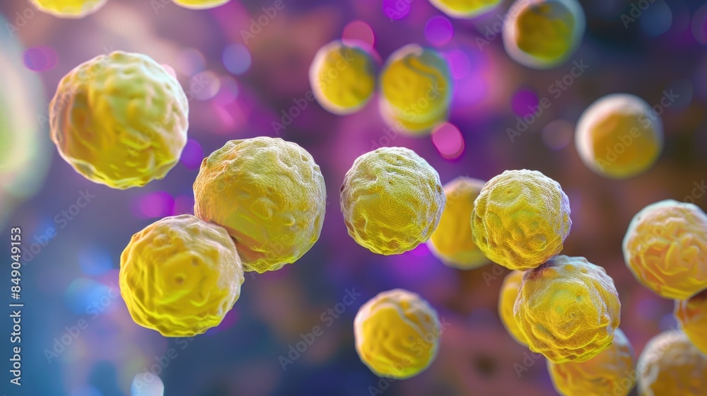 Streptococcus pyogenes bacteria. 3D computer illustration of ...