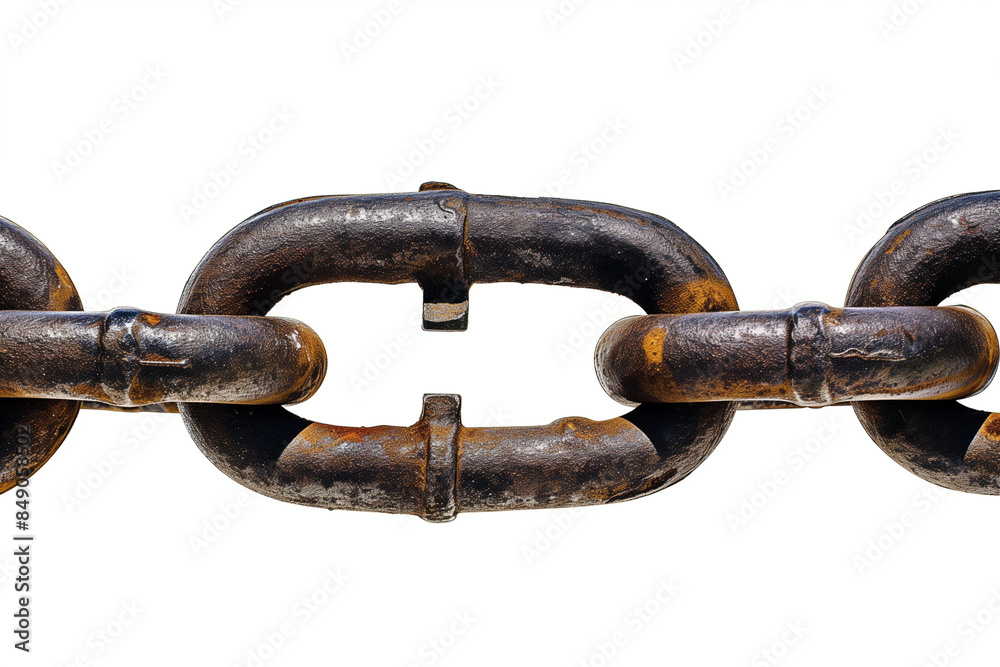 A stretched chain locked together by a strong metal padlock or just ...