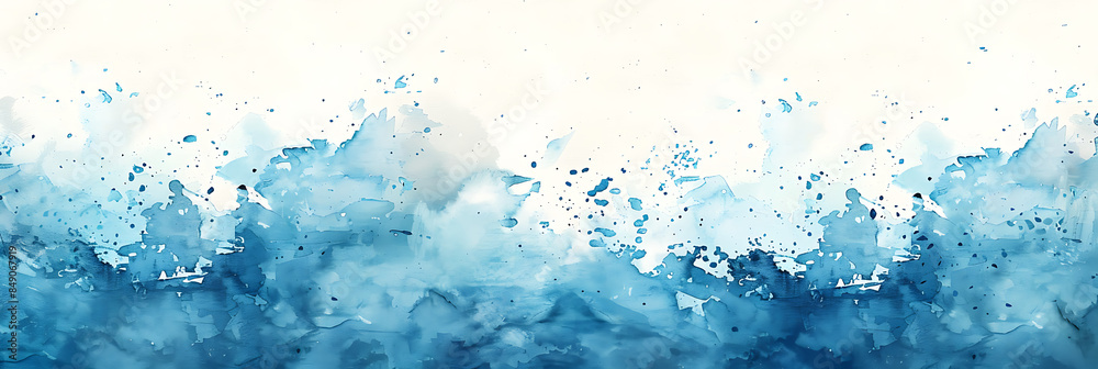 Deep sea blue watercolor paint splash background featuring textured ...