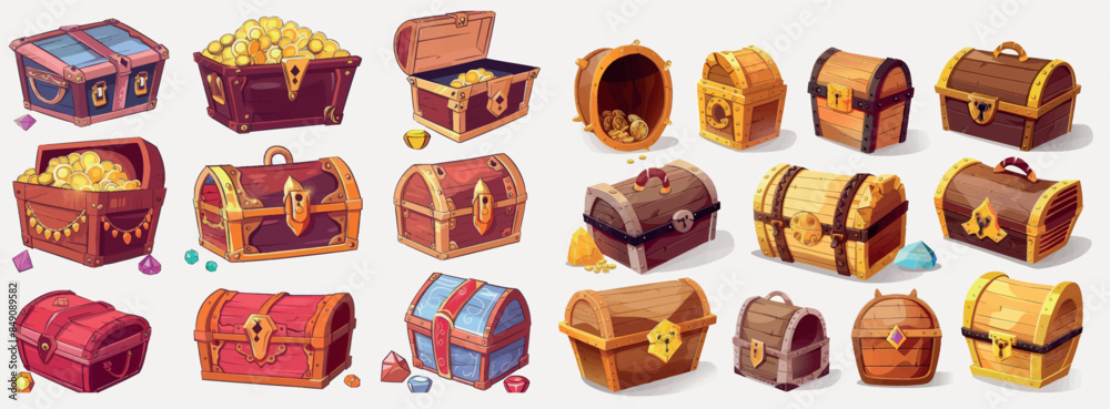 Animation of a treasure chest. Gold money and treasurer's locker ...