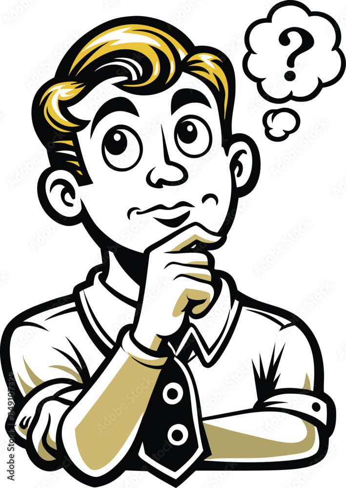 cartoon character with a thinking-style vector illustration, the ...