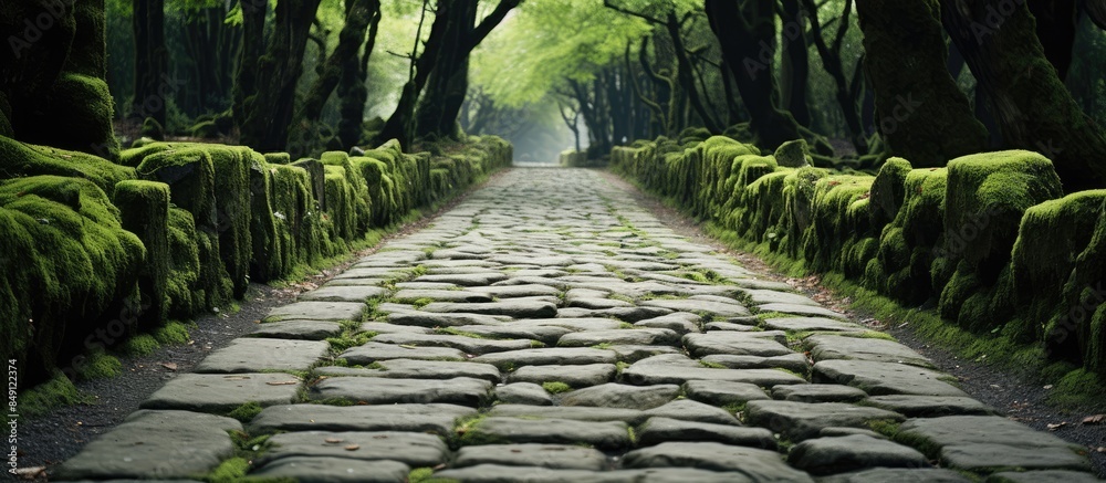 Road from the stone crumb overgrown with moss Can use like wallpaper ...