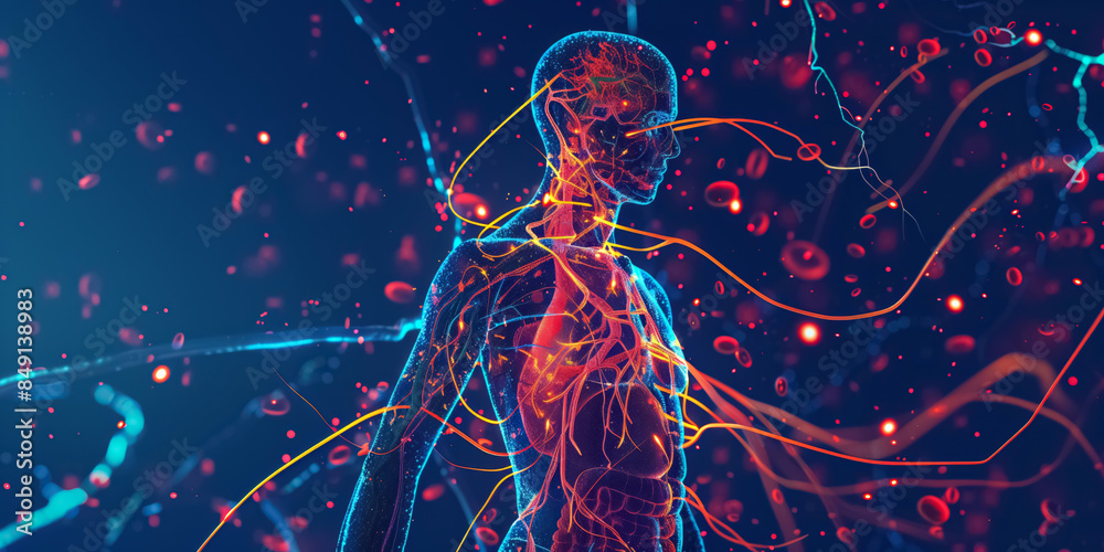 Fotka „Visualization shows detailed blood vessels and nerves in the ...