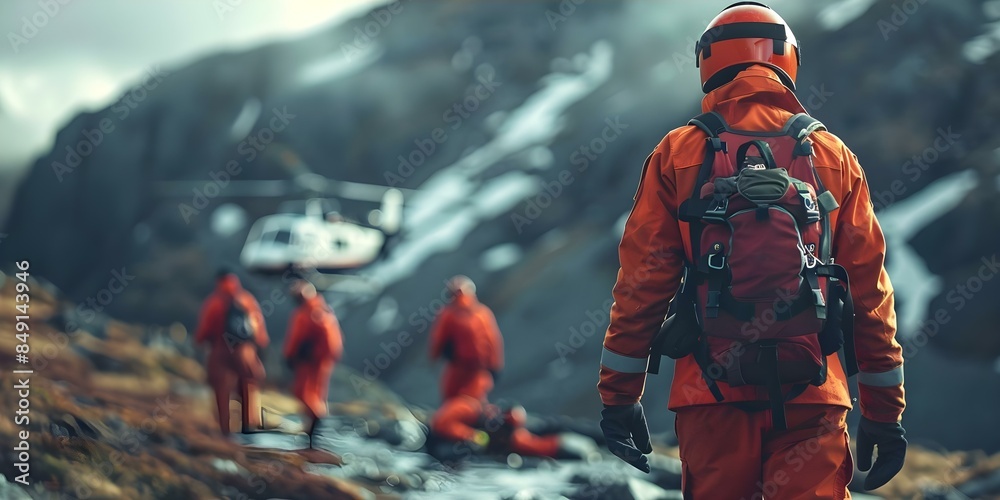 Mountain rescue team searching for missing person and aiding injured ...