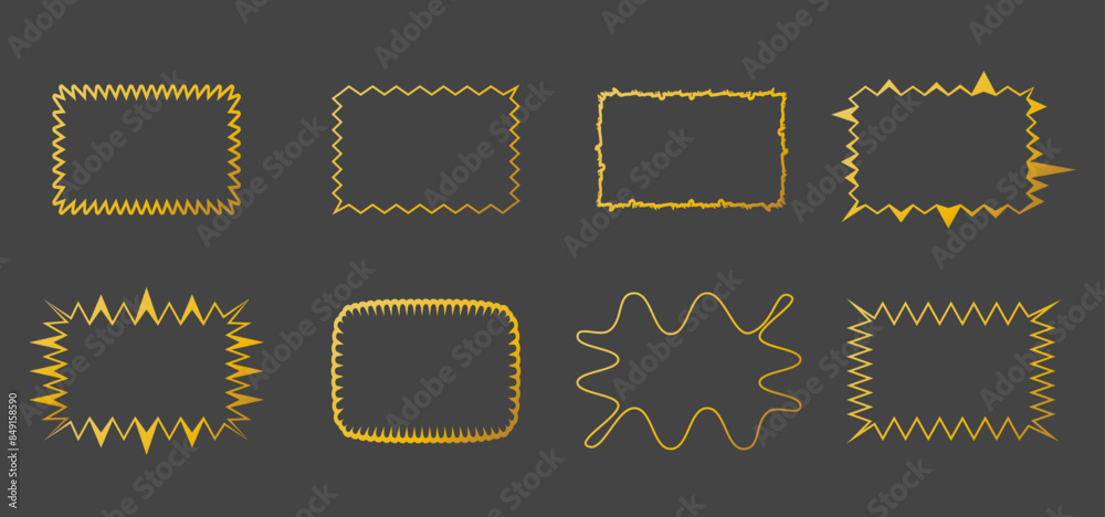 Set of torn and wavy frames. Wave curve edge shape. Zig zag edge ...