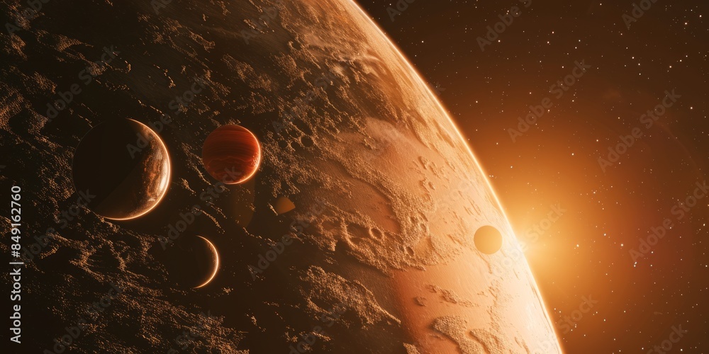 Computer generated 3D illustration of isolated exoplanets in alien ...