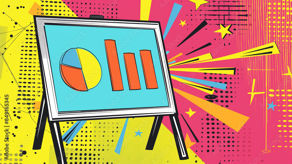 Pop art business concept. Animated Icon Business Presentation Projector ...