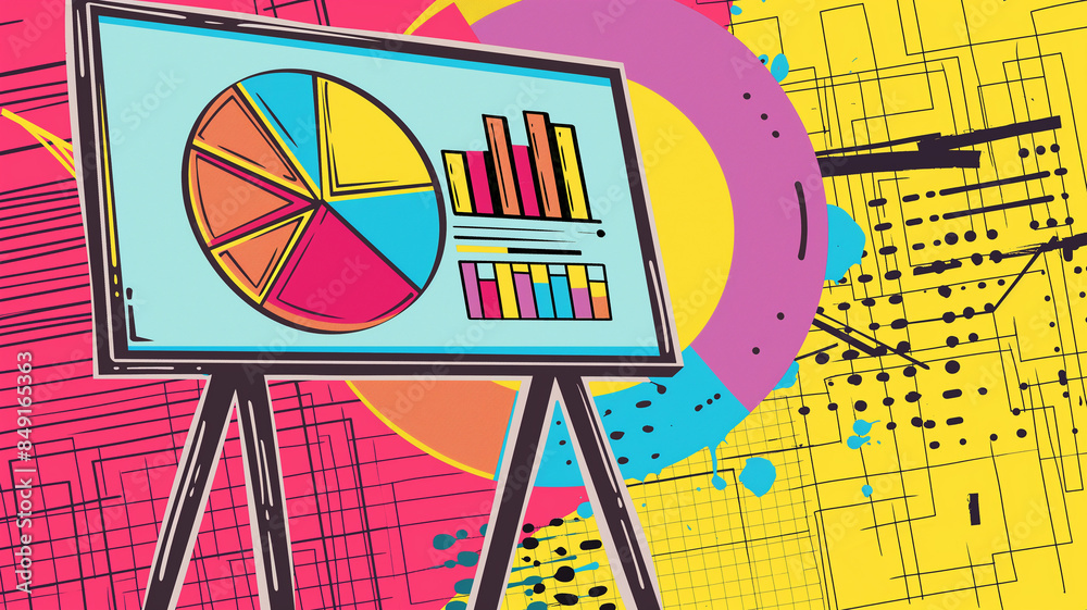 Pop art business concept. Animated Icon Business Presentation Projector ...