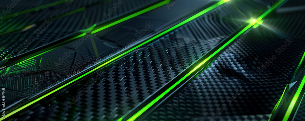 Futuristic carbon fiber background with neon green highlights and ...