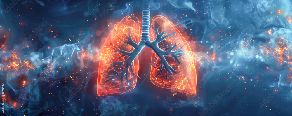 Abstract view of human lungs. Concept of respiratory system and ...