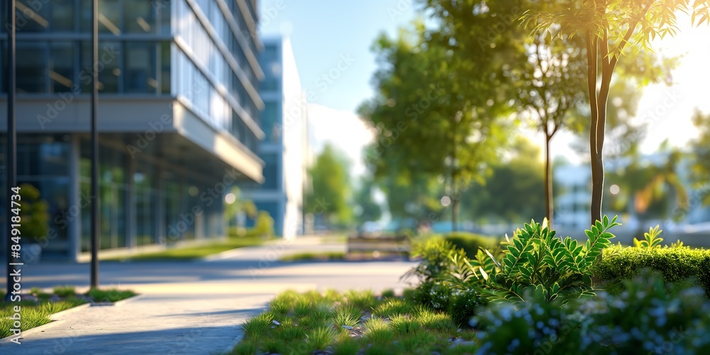 Eco-Friendly Office Park Refreshing blurred background image of an eco ...