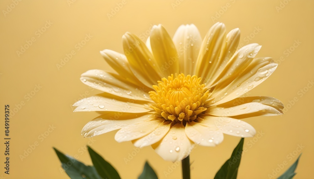 Isolated yellow daisy with copy space on a clean sunny pastel backdrop ...