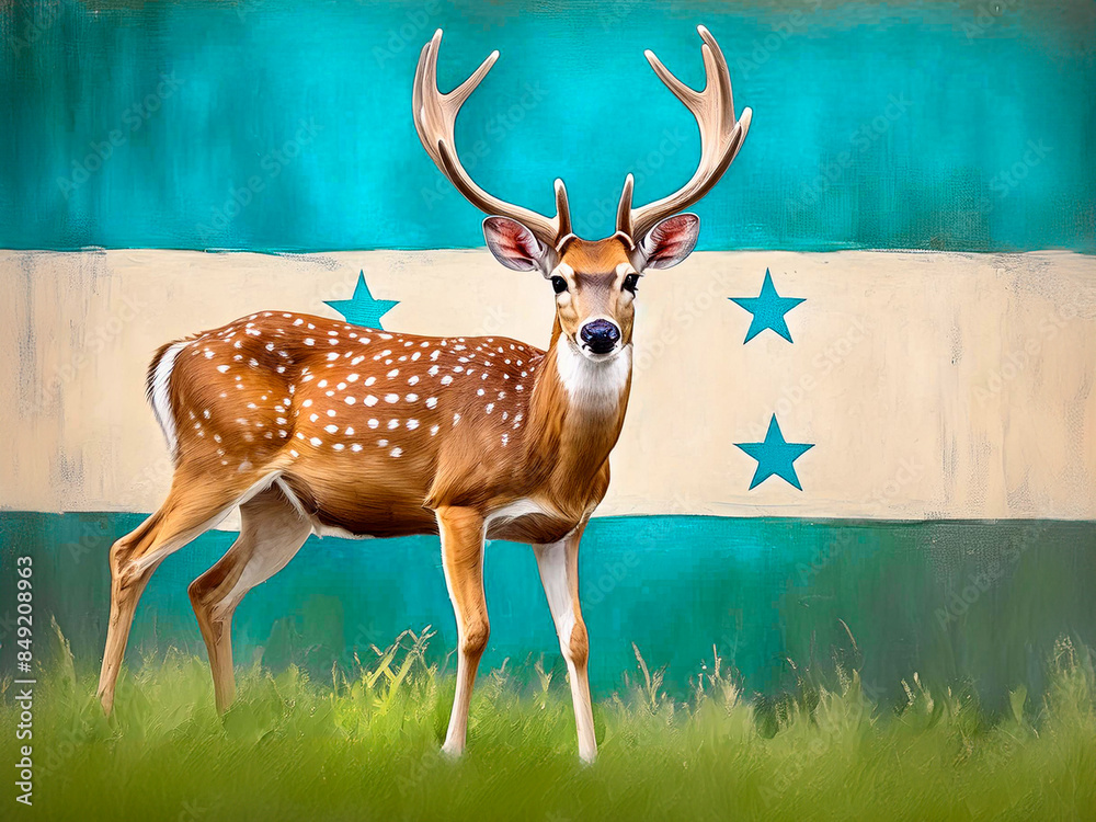 Venado Cola Blanca Símbolo Nacional de Honduras y Bandera Stock ...