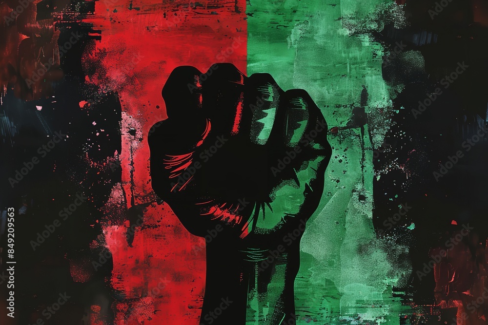 Red, black, and green fists are used to celebrate Juneteenth Freedom ...