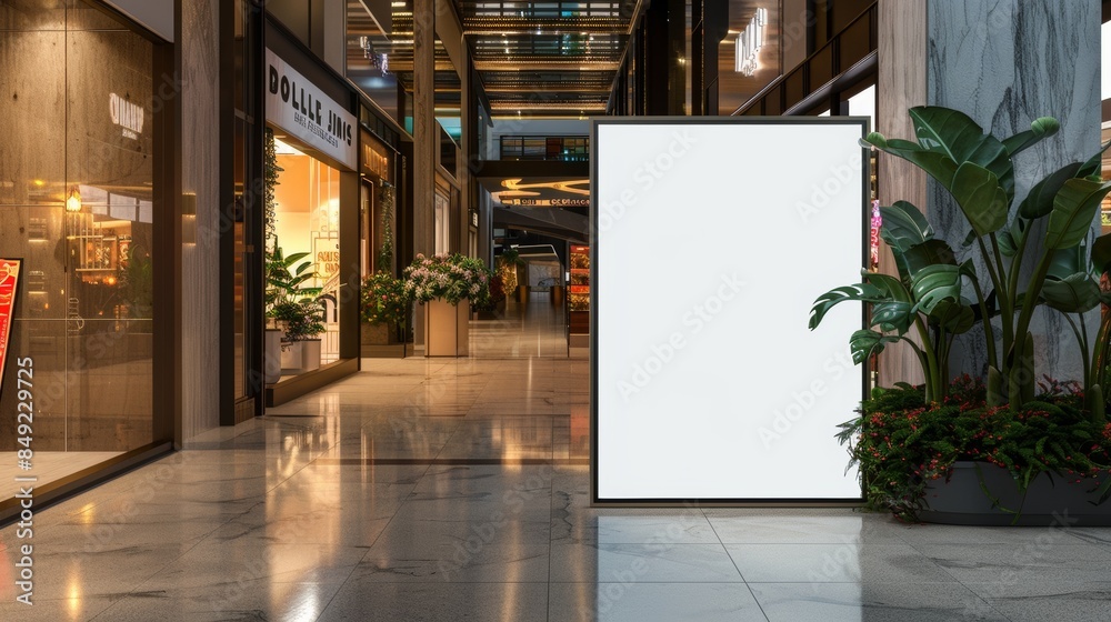 An eco-friendly digital signboard mock up in the setting of a ...