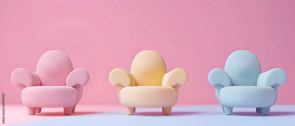set of Adorable clay ,a child chair of different varieties, muted ...