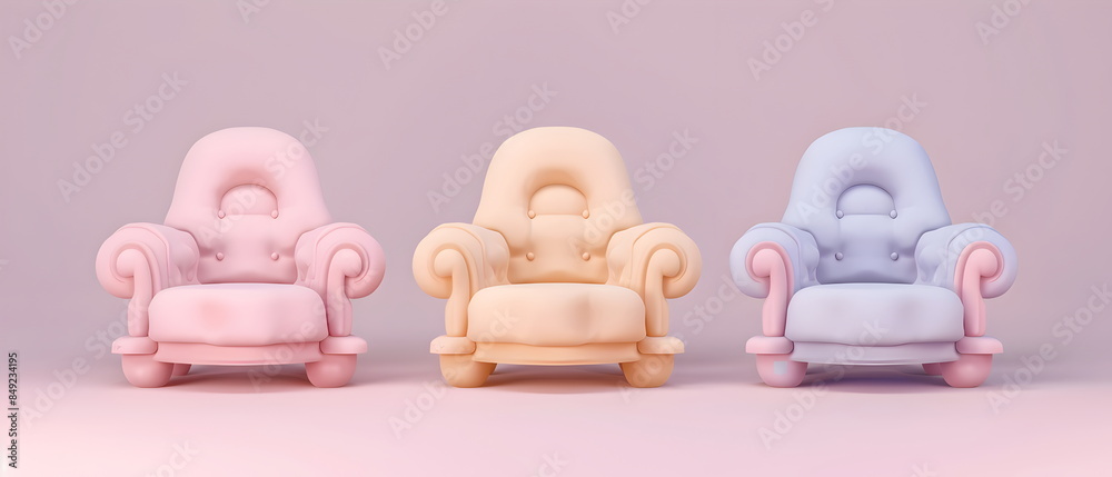 set of Adorable clay ,a child chair of different varieties, muted ...