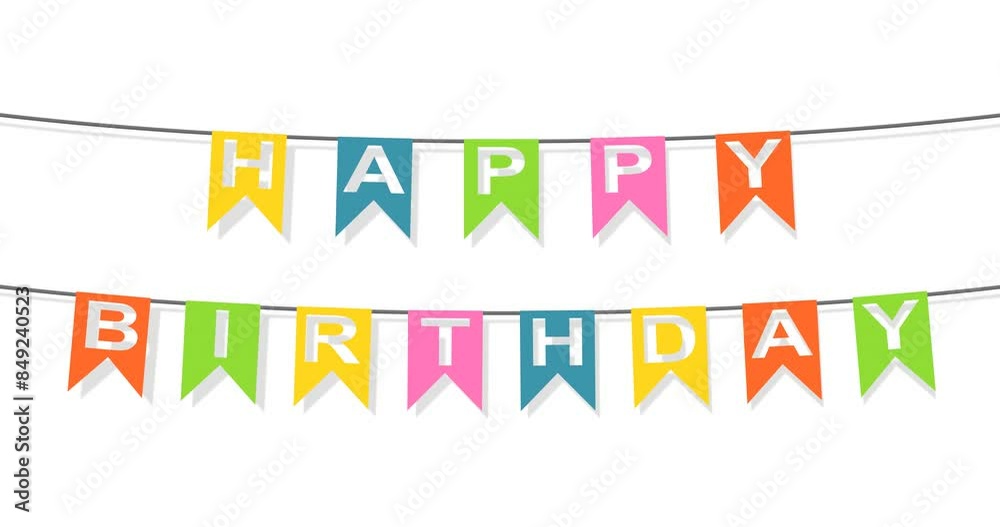Birthday greeting background design. Happy birthday text on animated ...