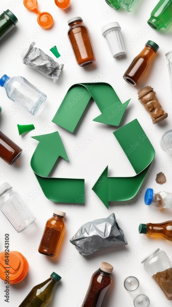 illustration of a waste recycling background with a recycling logo ...