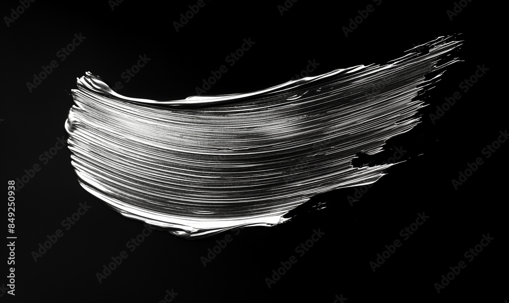 A single clipart depicting soft, metallic silver brush strokes on a ...