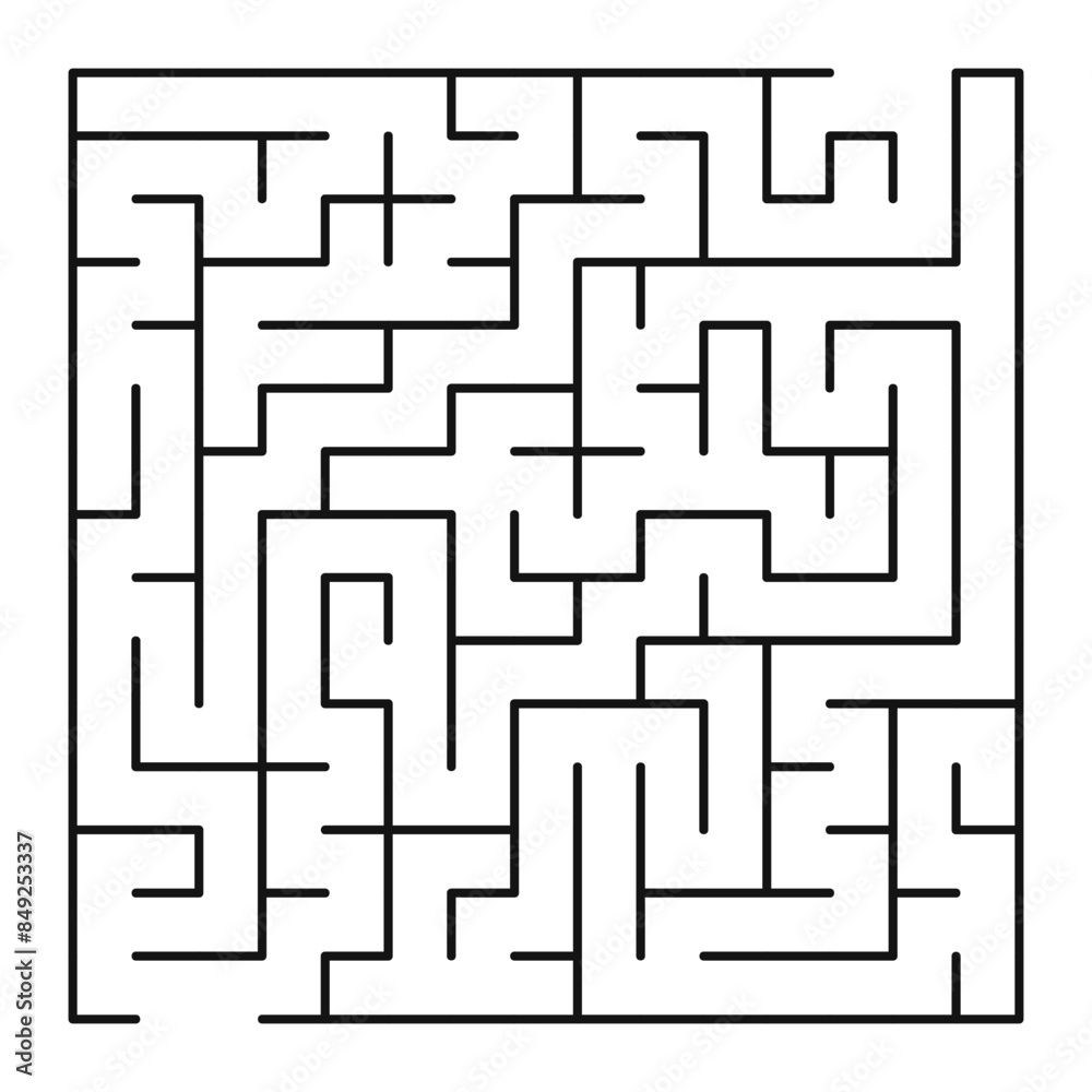 Maze shape design element. There is one entrance and exit and one ...