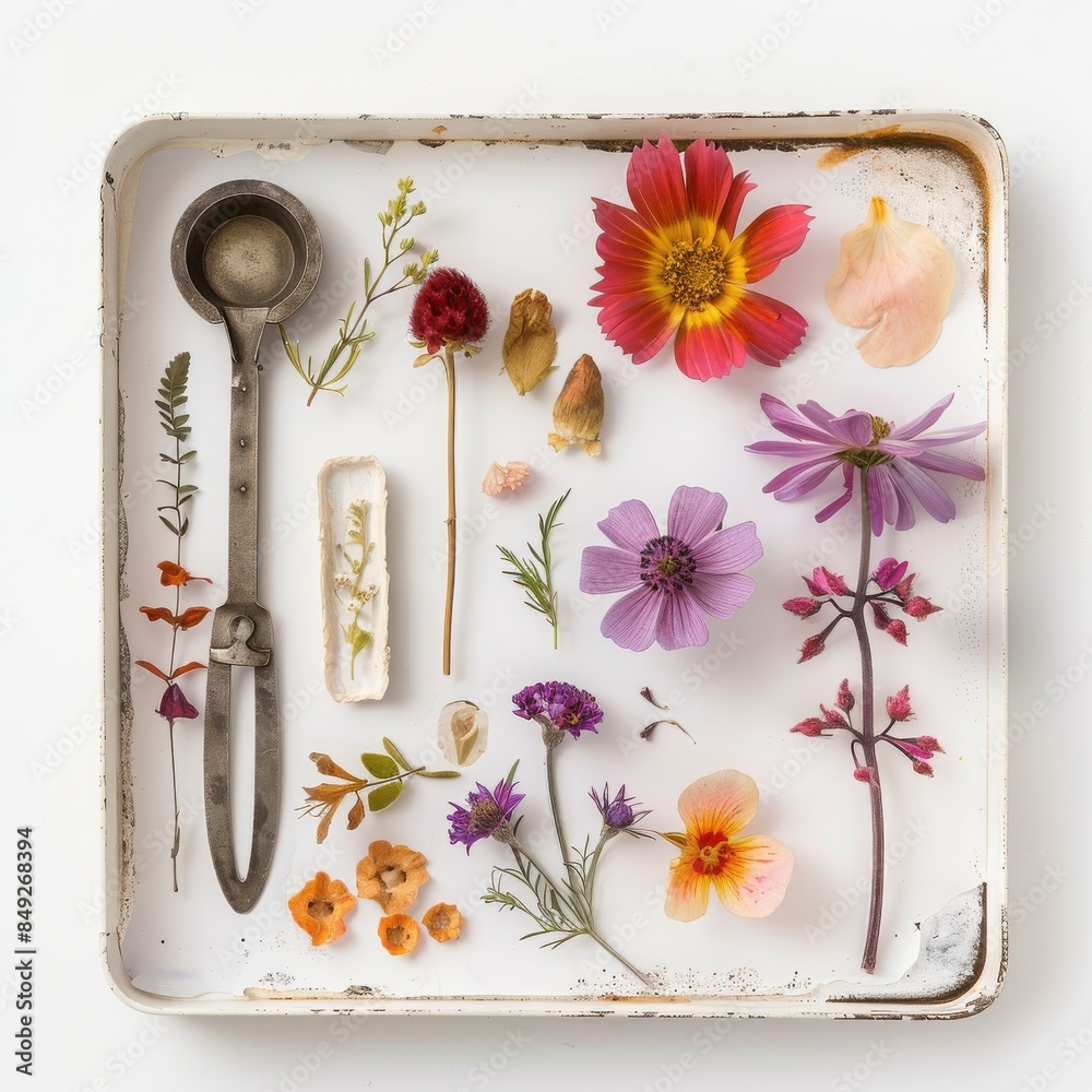 Flower Press Kit A kit for pressing and preserving flowers, isolated ...