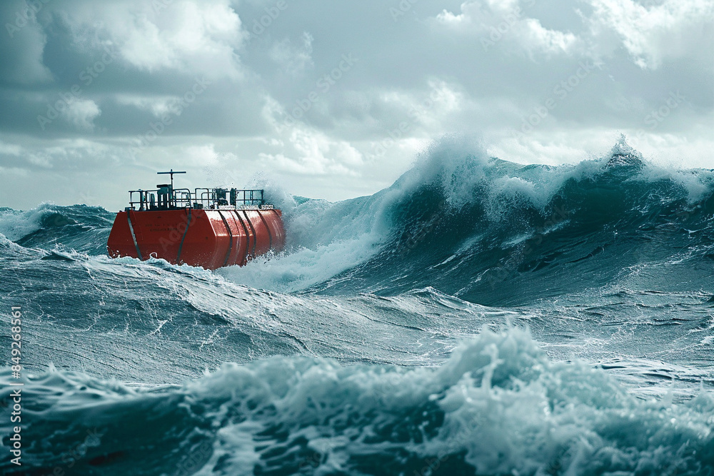 Ocean Wave Energy Converter At Sea For Marine Power Technologies ...