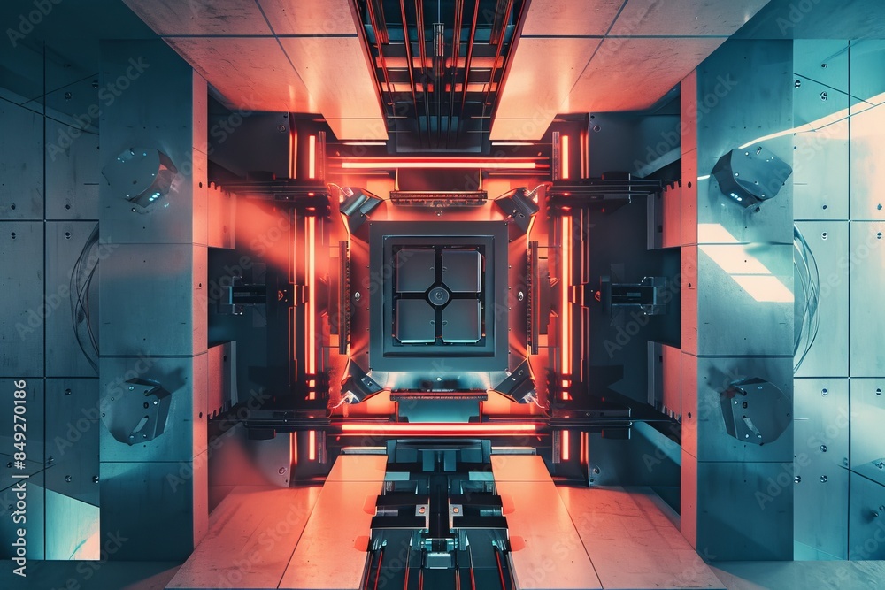 A modern vault with reinforced doors and security measures, asset ...