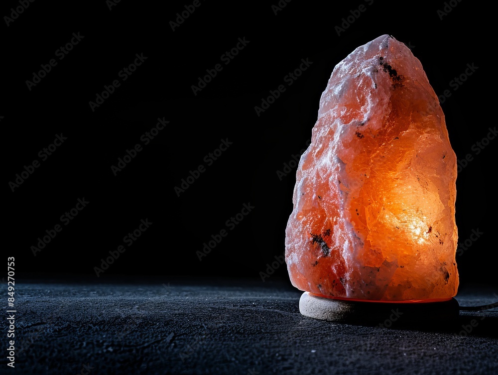 Himalayan salt lamp emitting a soft, calming light, front view ...