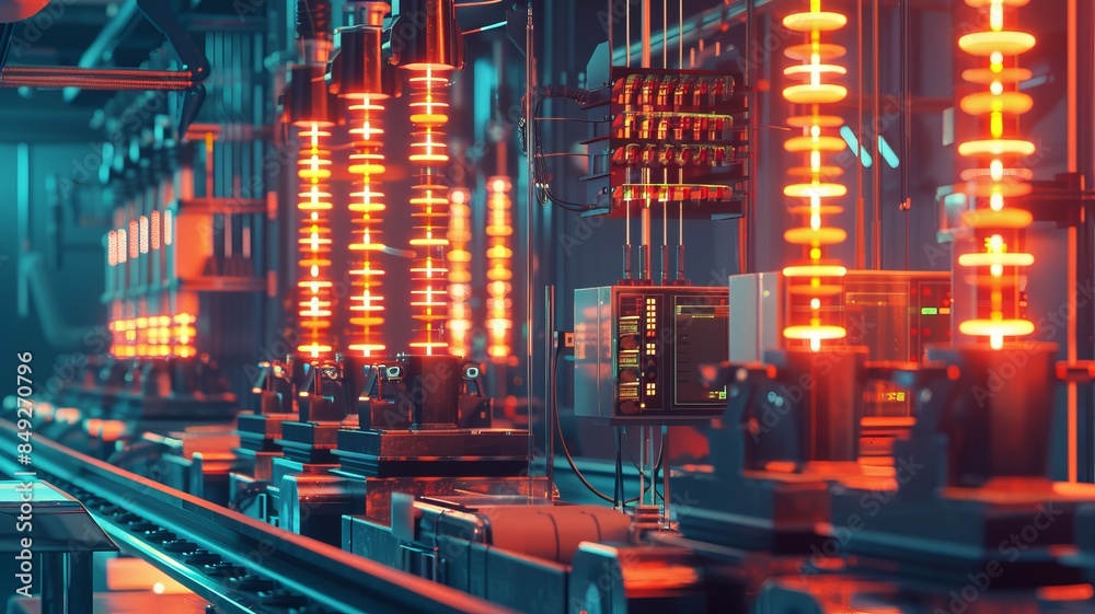 Highvoltage electrical energy in a power station with glowing ...