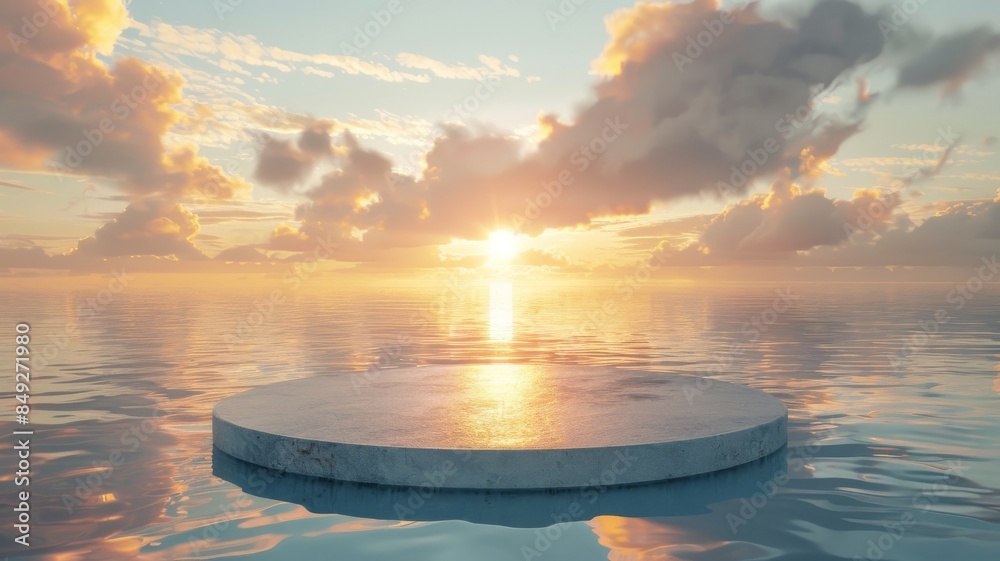 Platform on water. Product stage on sea wave, pedestal with ocean ...