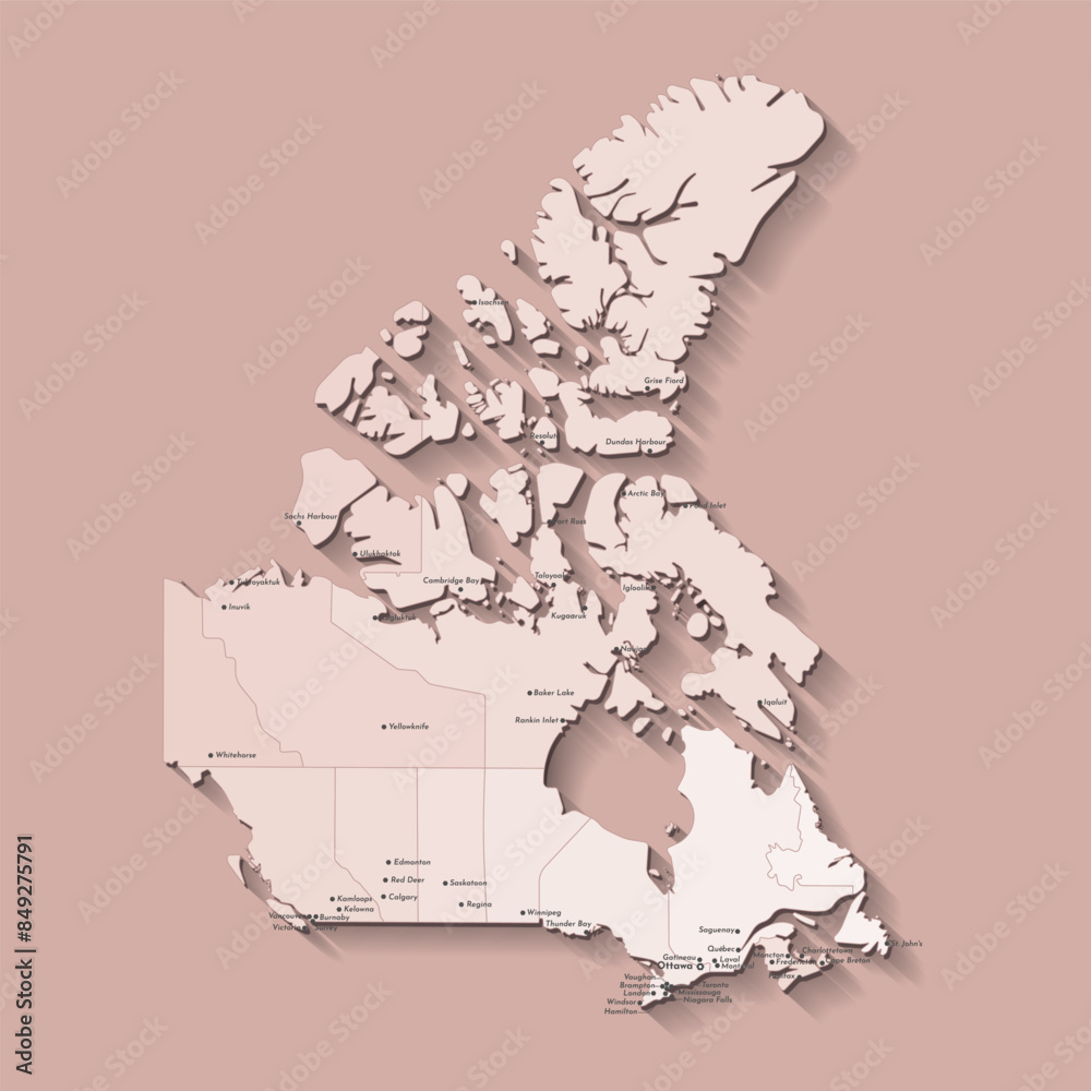 Vector modern illustration. Simplified isolated administrative map of ...