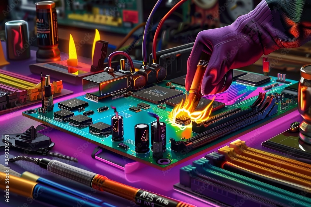 AI Circuit Board with High Tech Components, Advanced Artificial ...