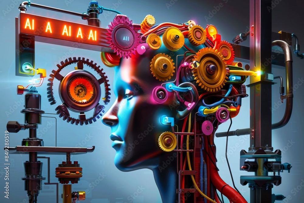 High Tech Factory with AI Integration, Advanced Technology in ...