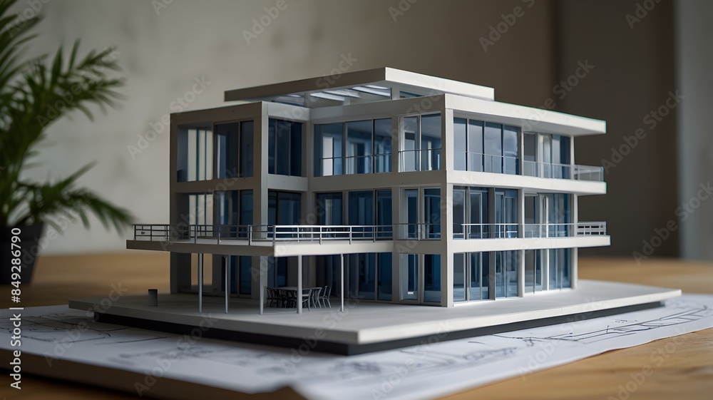 3D miniature model contemporary minimalist luxury new house ...