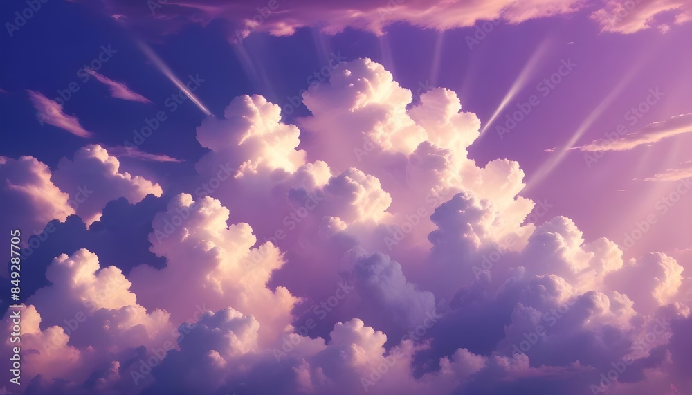 Dramatic purple sky with clouds and copy space background backdrop ...