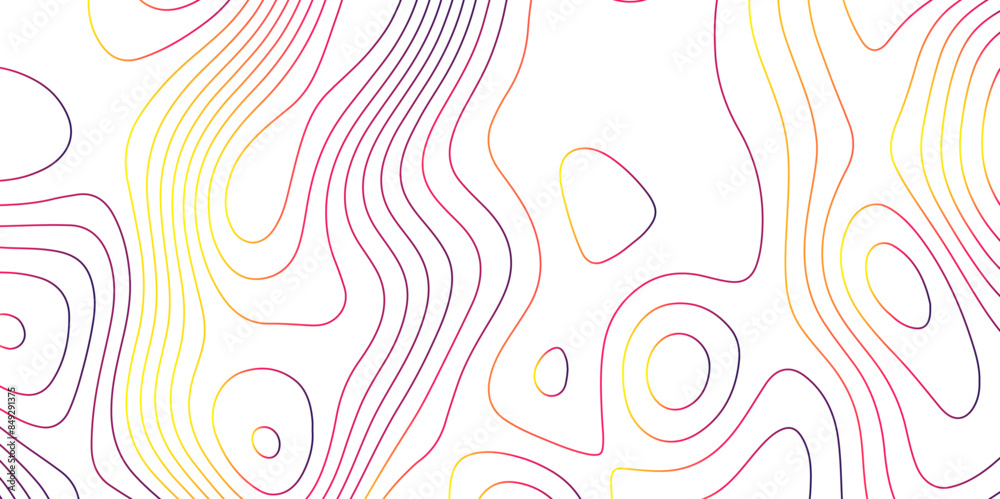 Abstract white background with colorful gradient Topographic line map ...