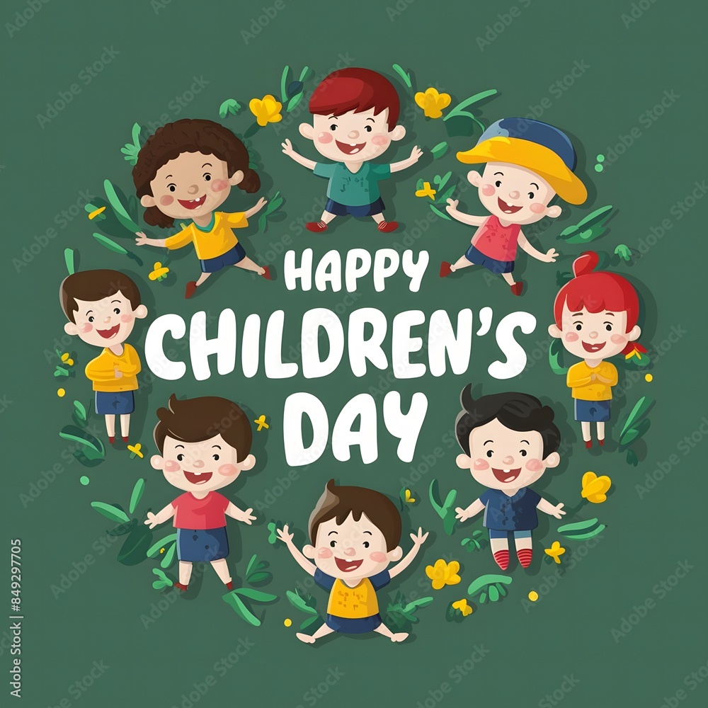 World children day. Cute children are standing together and having fun ...