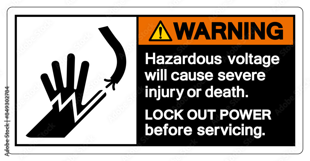 Warning Hazardous voltage will cause severe injury or death Symbol Sign ...