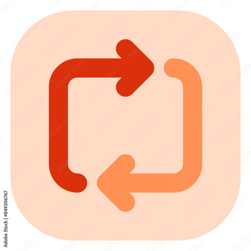 Editable vector loop repeat icon. Black, transparent white background ...