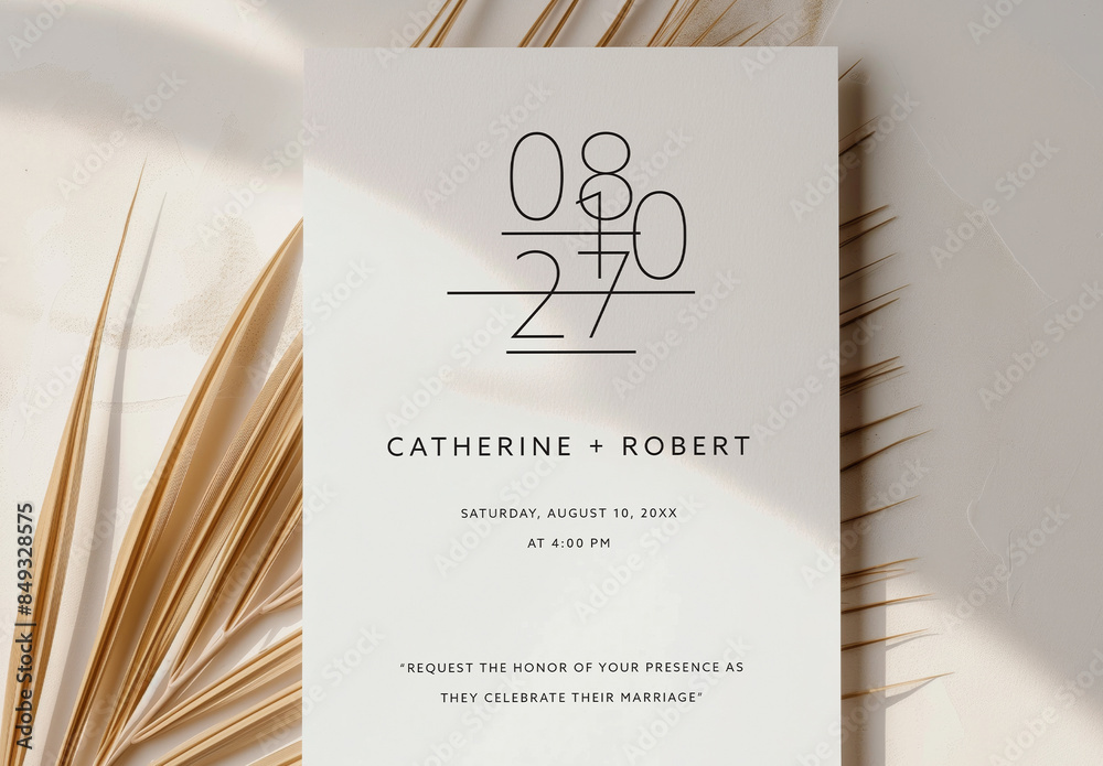 Minimal Wedding Invitation Layout, Save The Date Stock Template | Adobe ...