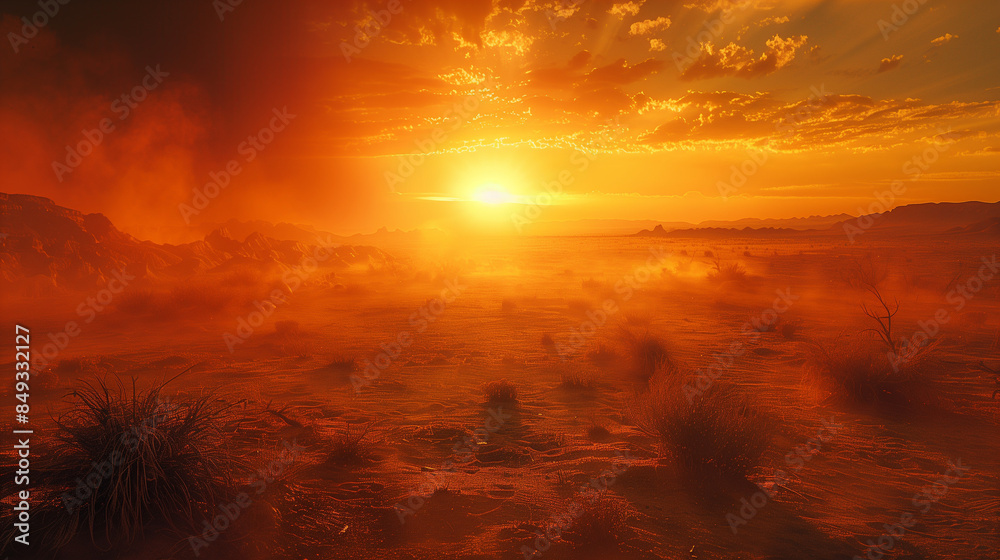 Paysage de canicule, la campagne l'été soumise à une vague de chaleur ...