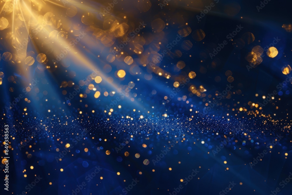 Asymmetric navy blue light burst, abstract beautiful rays of lights on ...