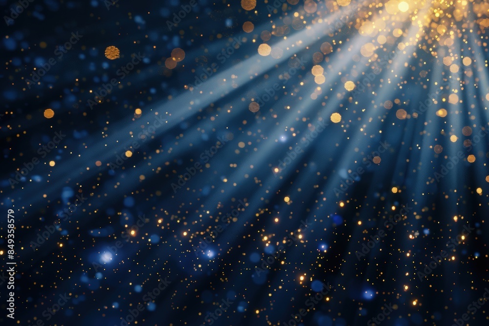 Asymmetric navy blue light burst, abstract beautiful rays of lights on ...