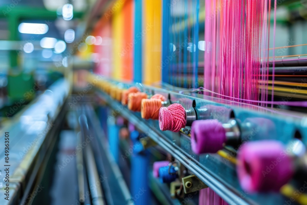Production of polyester string in a factory Stock Illustration | Adobe ...