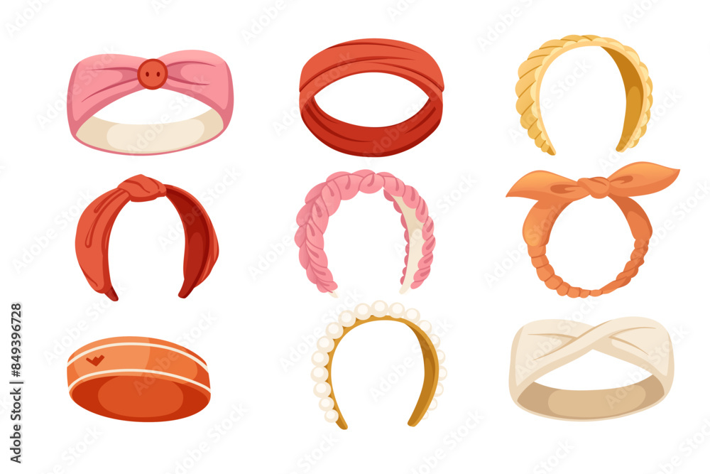 Collection of headband with different shapes and color vector ...