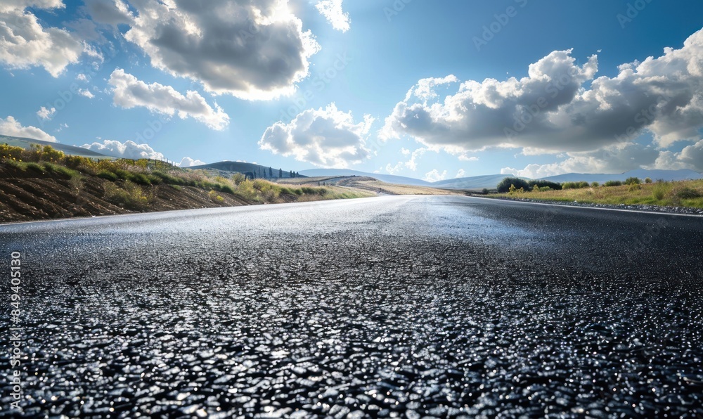 road pavement with recycled glass-based asphalt, ground view Stock ...