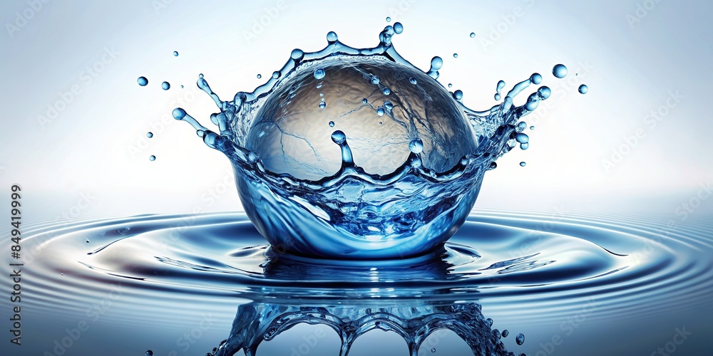 Water splash flowing out from hemisphere shape, water, splash, flowing ...