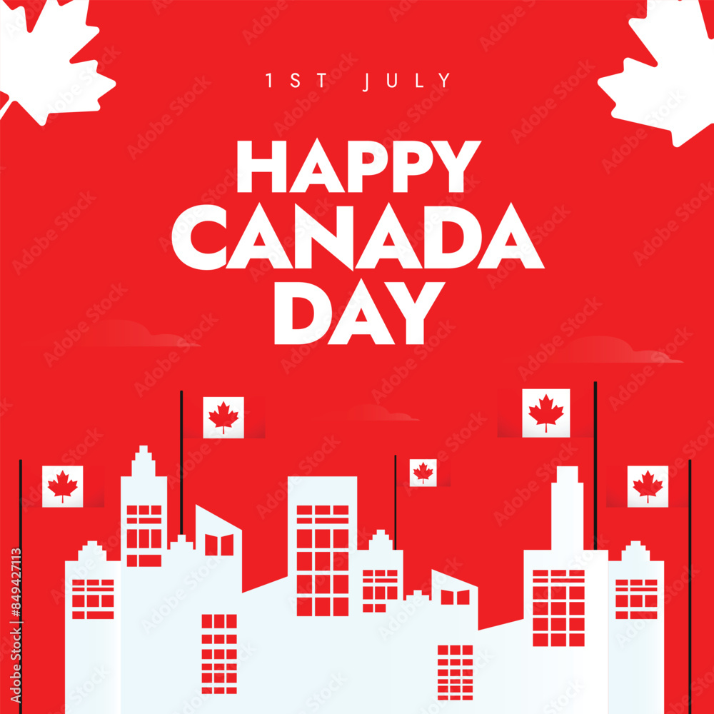 Happy Canada day. July 1st National day Canada celebration, wishing ...